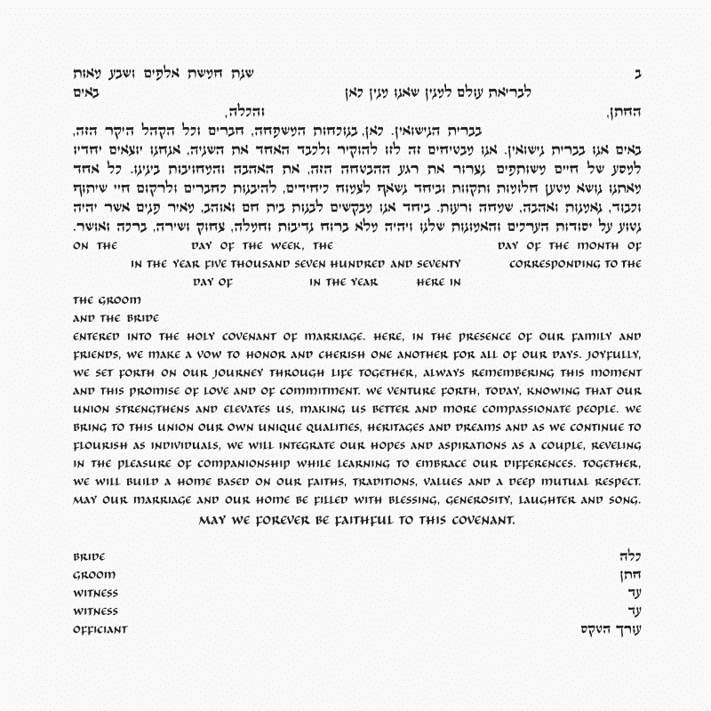 Ketubah Texts - Find the one you need